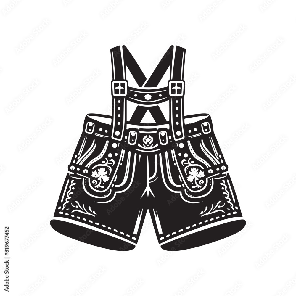 Minimalist Lederhosen Vector Silhouette- The Traditional Charm and ...