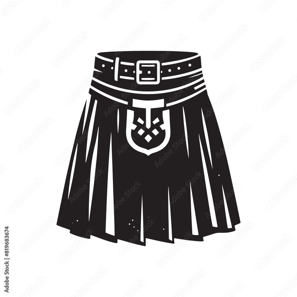 Poster Minimalist Kilt Vector Silhouette: Iconic Vector Art- Capturing ...