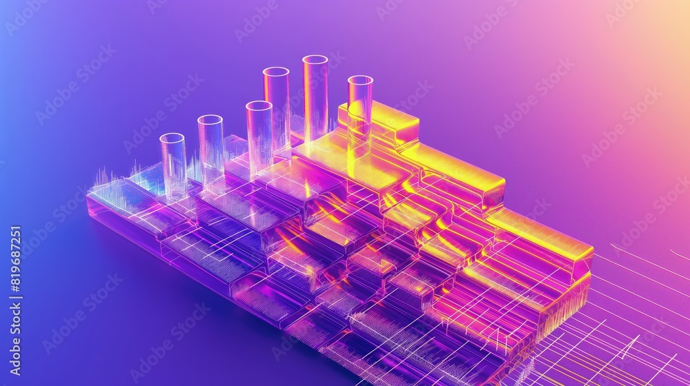 A complex bar graph showing multi-layered data points in a gradient ...