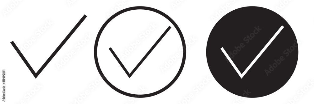 Checkmark icon. Blue check mark vector set. Checked checkbox sign. Approved symbol. Isolated v ...