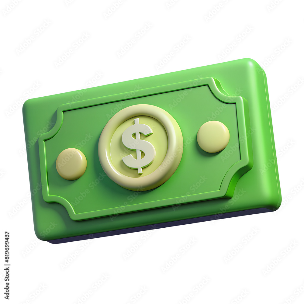 Green dollar bill. 3D icon with transparent background PNG Stock ...