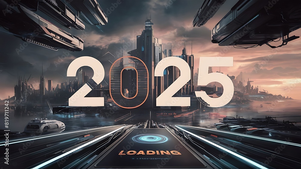 Happy new year 2025 gaming loading screen.New concept . Modern day ...