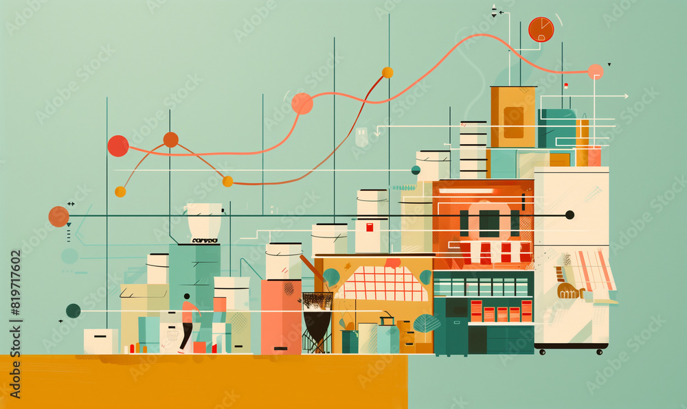 The increase in the cost of goods and services is shown by an upward ...