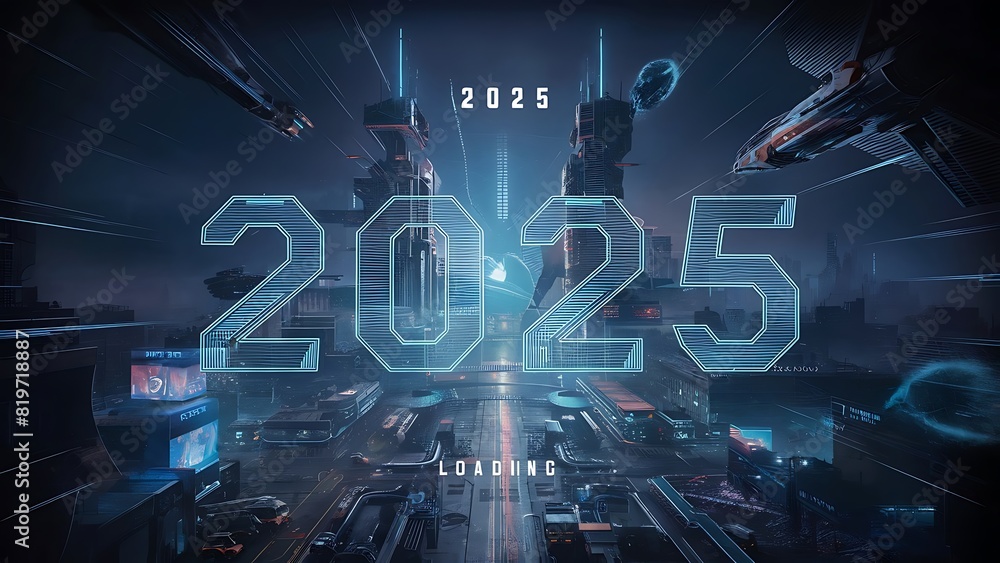 Happy new year 2025 gaming loading screen.New concept . Modern day ...