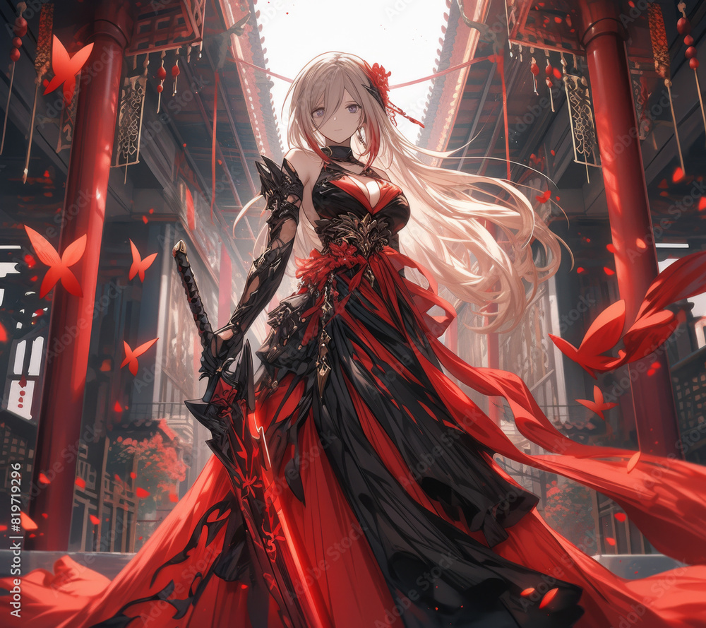 Dragon slayer woman wielding a huge vintage broad sword, fantasy world ...