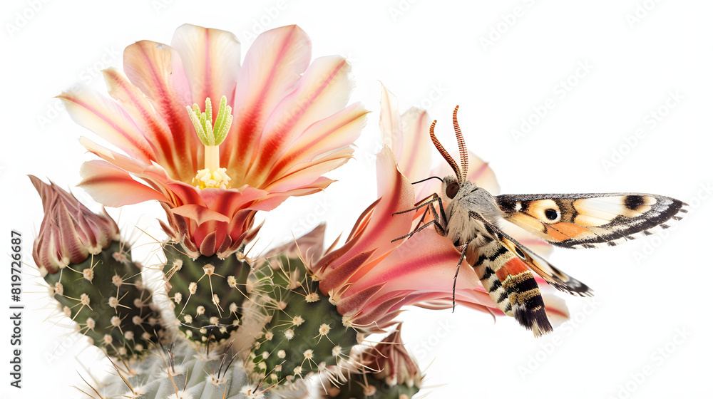 Moths pollinating night-blooming cereus cacti in desert ecosystems ...
