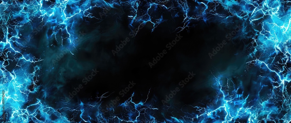 Dynamic electric blue energy border with dark center, perfect for sci ...