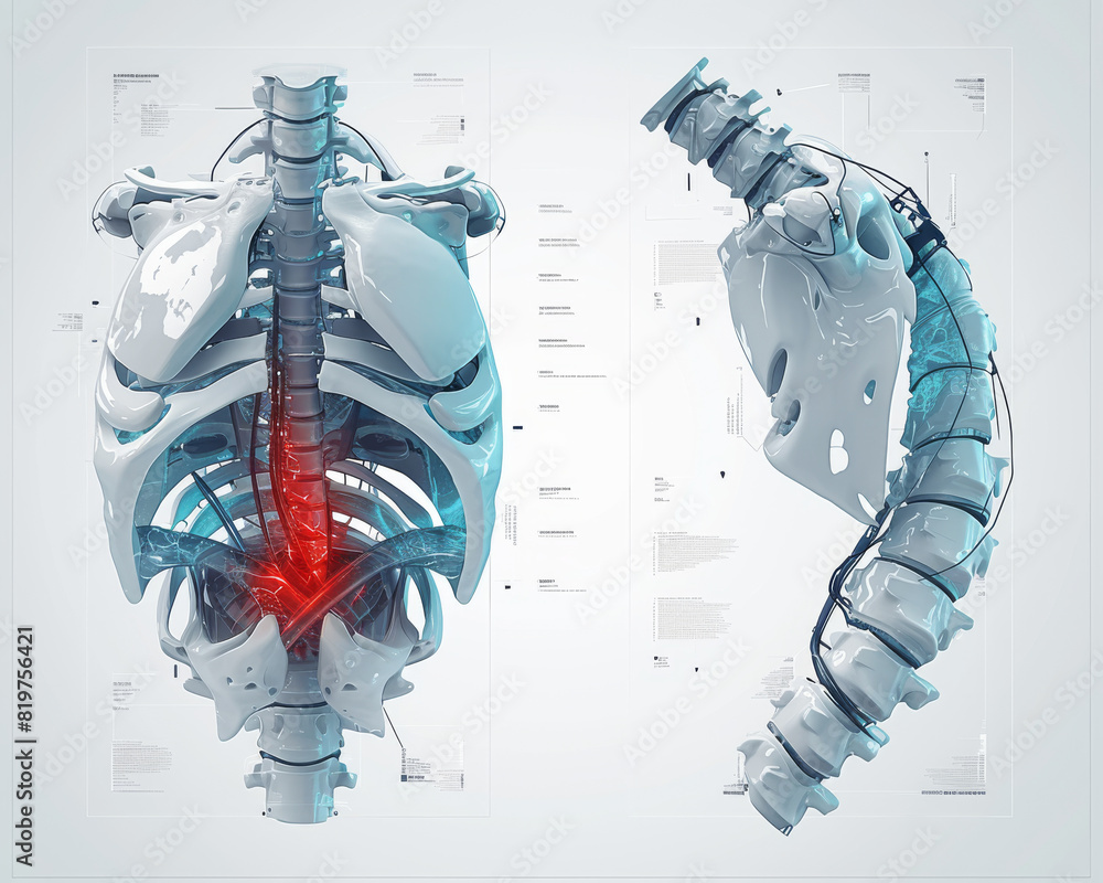 3D generated Sci-fi android human spine replica for people with spine ...