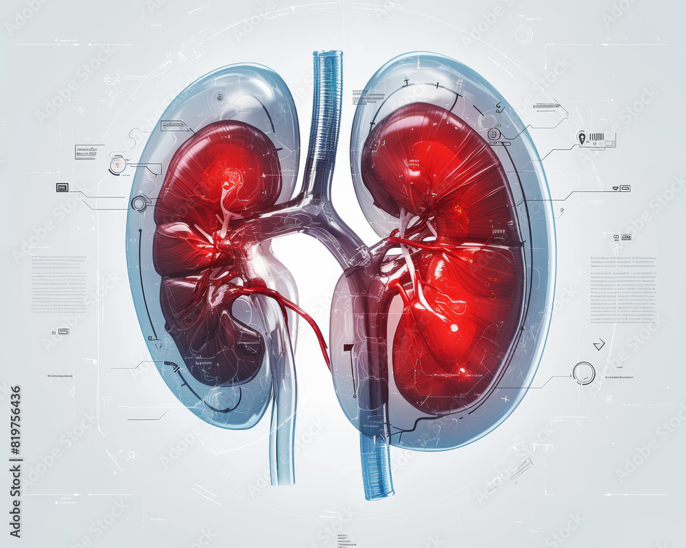 3D generated Sci-fi android human kidneys replica for people with ...