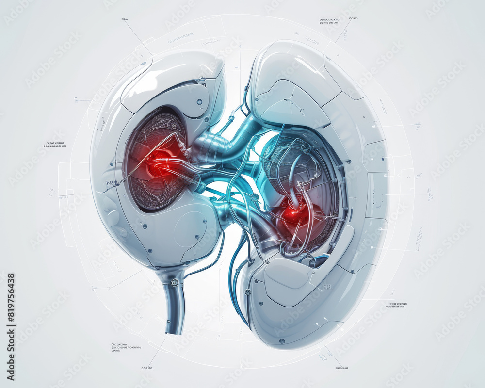 3D generated Sci-fi android human kidneys replica for people with ...