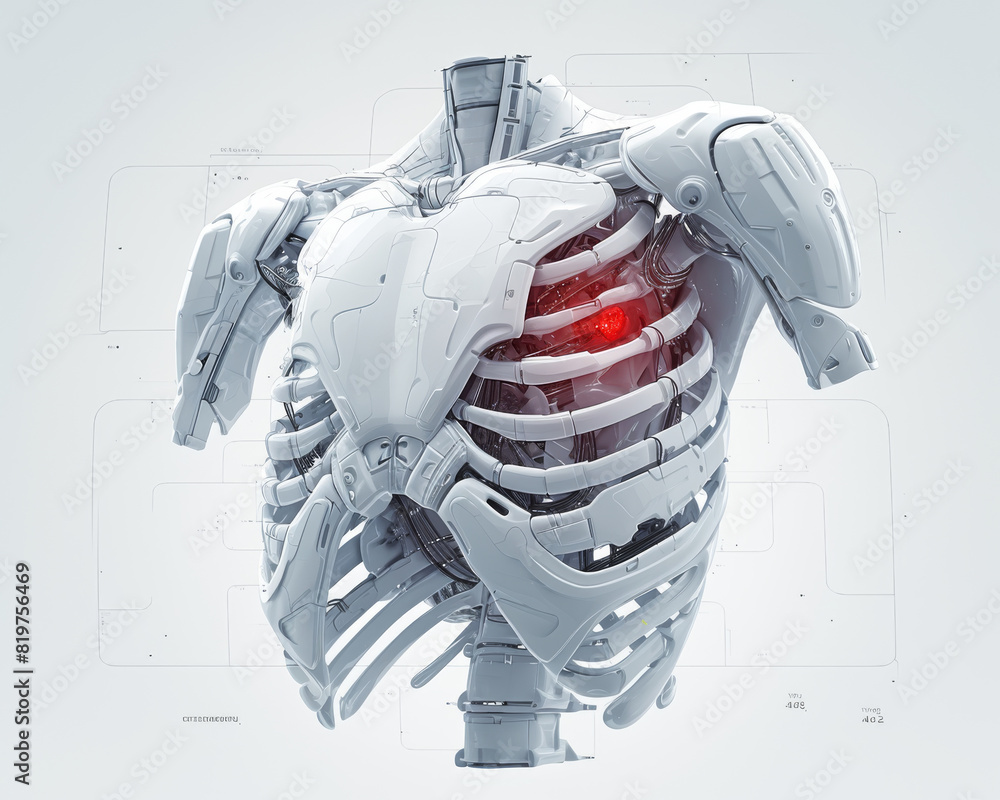 3D generated Sci-fi android human rib cage replica for people with rib ...
