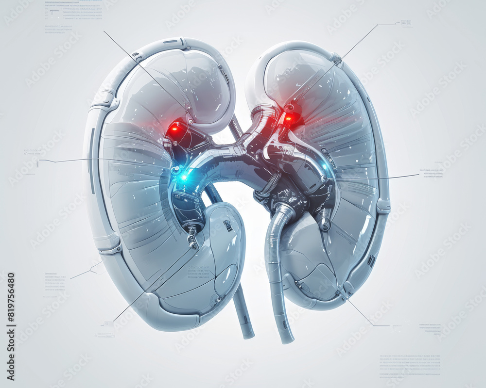 3D generated Sci-fi android human kidneys replica for people with ...