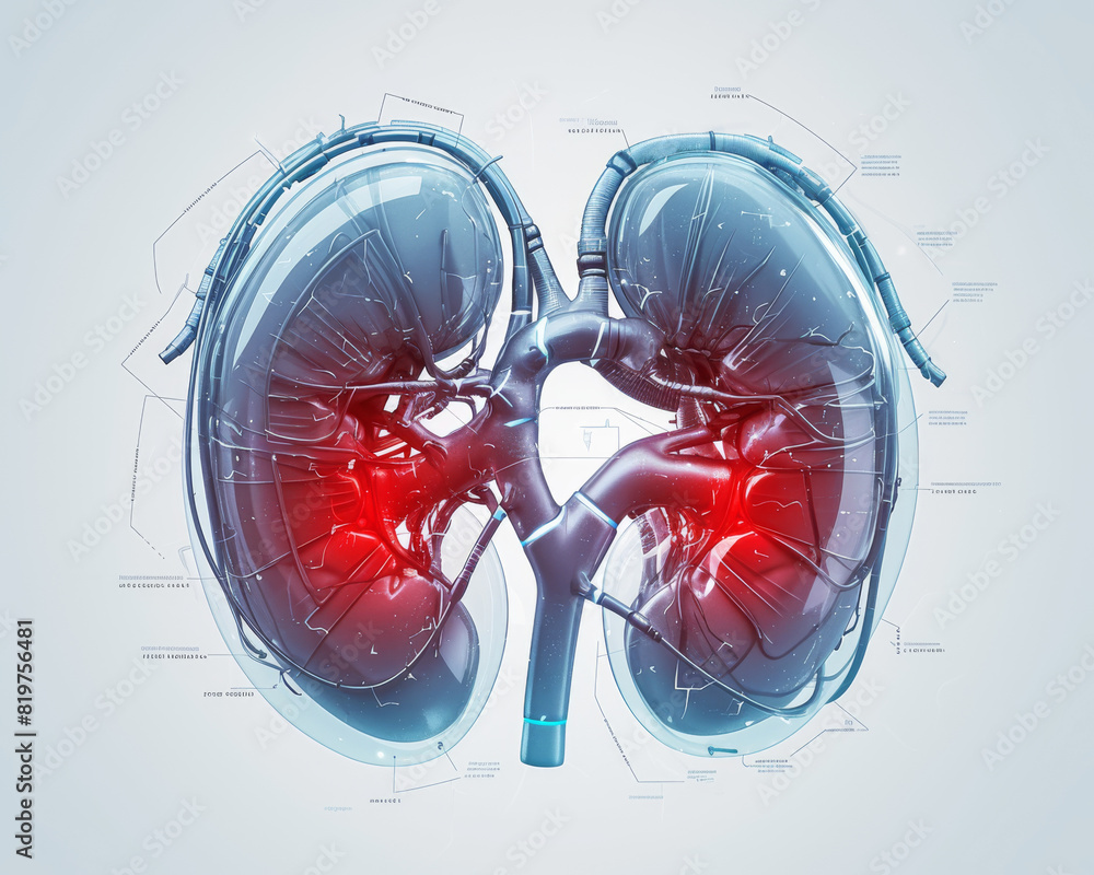 3D generated Sci-fi android human kidneys replica for people with ...