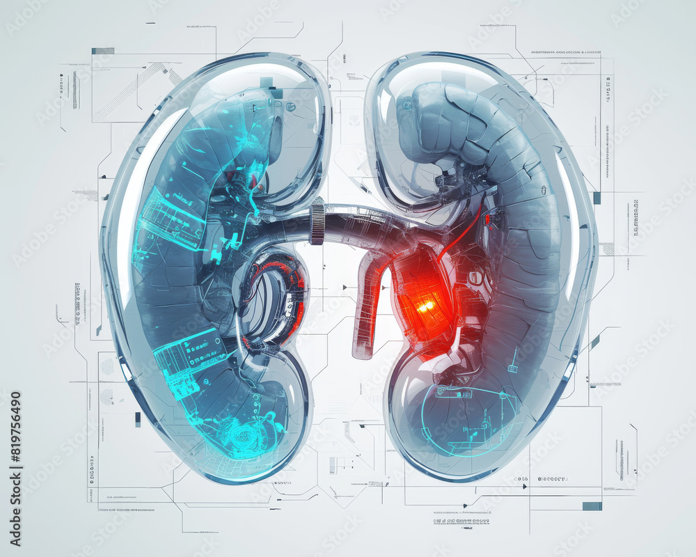 3D generated Sci-fi android human kidneys replica for people with ...