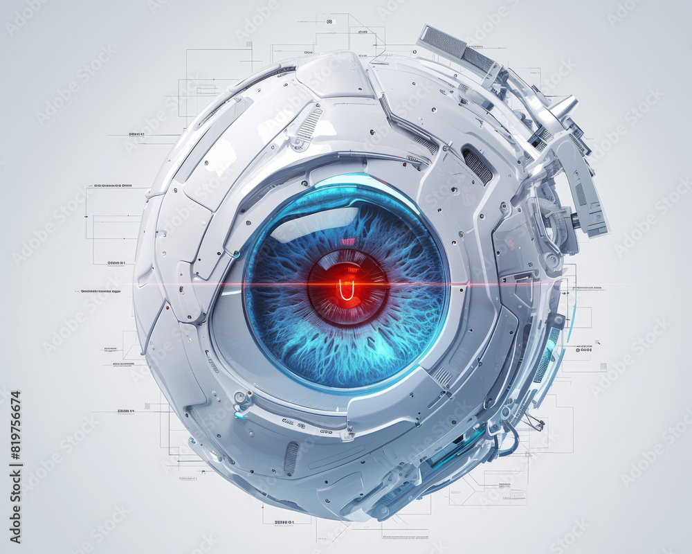 3D generated Sci-fi android human eye replica for people with eye ...