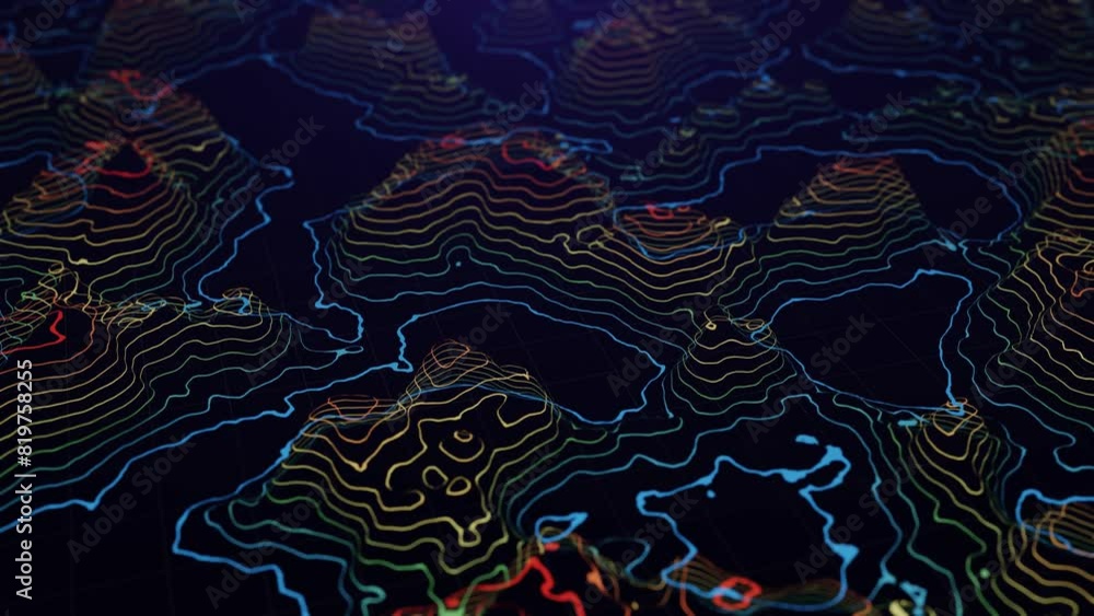 Vidéo Stock Topographic map with valleys and mountains. Seamless 3d ...