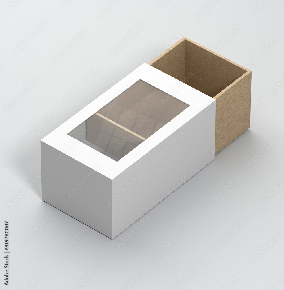 white paper Box with Transparent Window, WINDOW BOX, Mock Up, Template ...