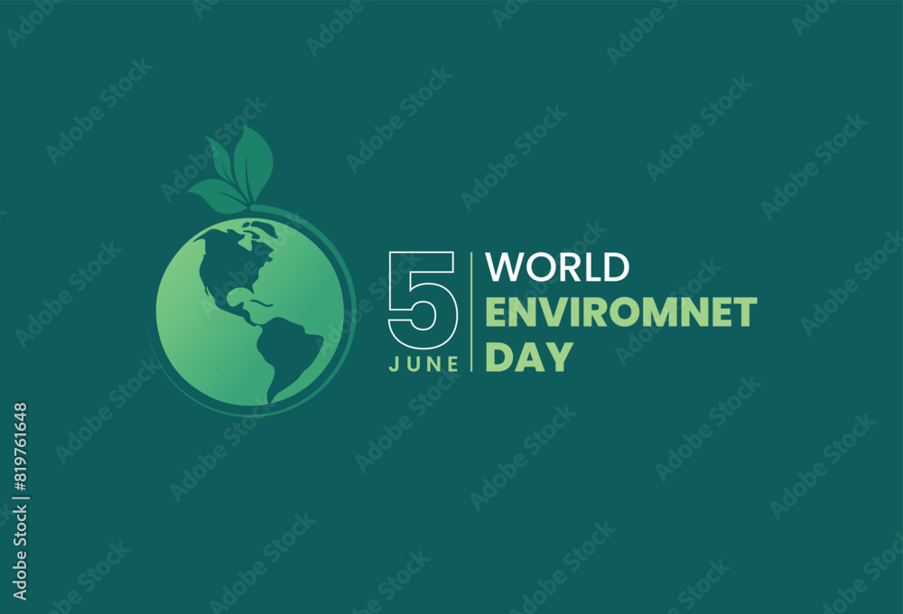 05 June, World Environment day concept dsign. World map with ...