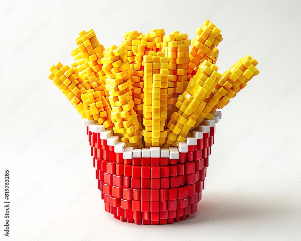 French Fries, Crispy Pixel Art, Snack Time, Fast Food, Isolated on ...