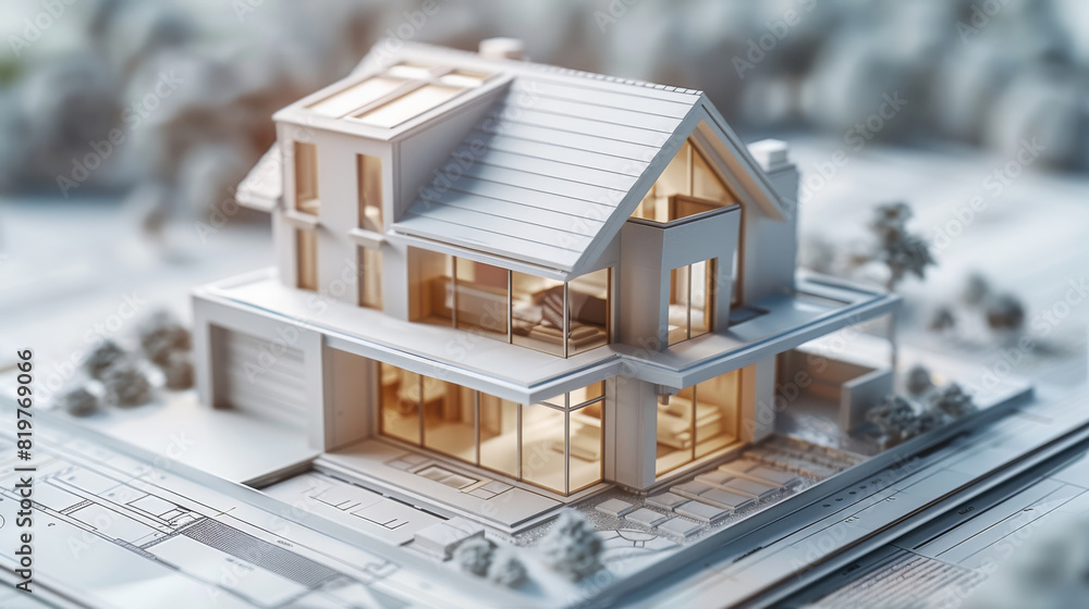 3D model of house that shows part of the structure and part is closed ...