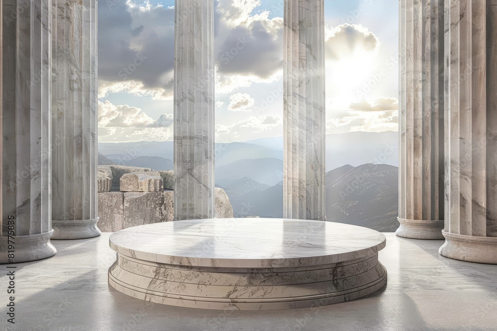 Podium in Ancient greek mythology style interior design - Ai. Beautiful ...