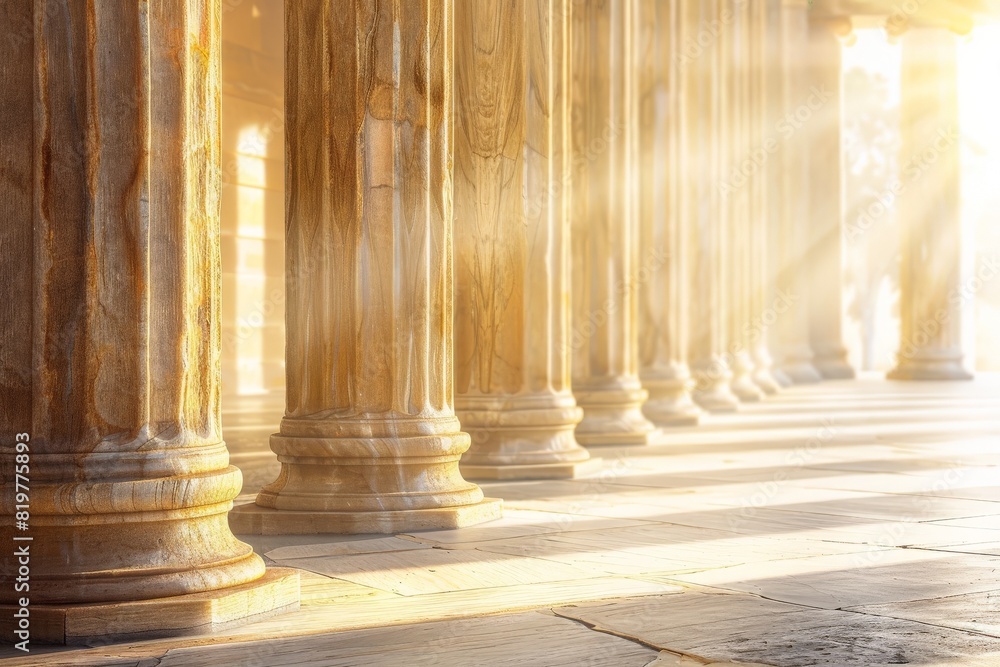 Ancient Greco-Roman hall interior with a circular stone podium ...