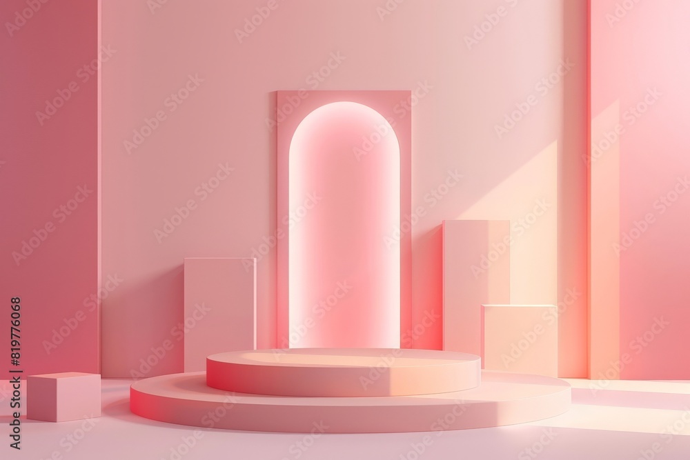 Ancient Greco-Roman hall interior with a circular stone podium ...