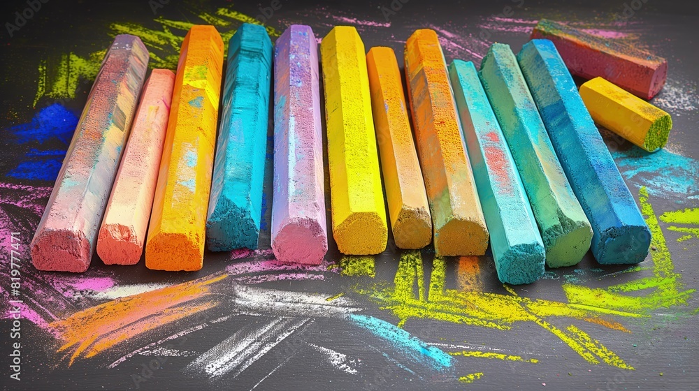 A digital pastel drawing set featuring sticks of soft pastels in a ...