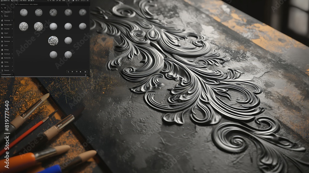 A digital sgraffito tool for etching designs into virtual layers of ...
