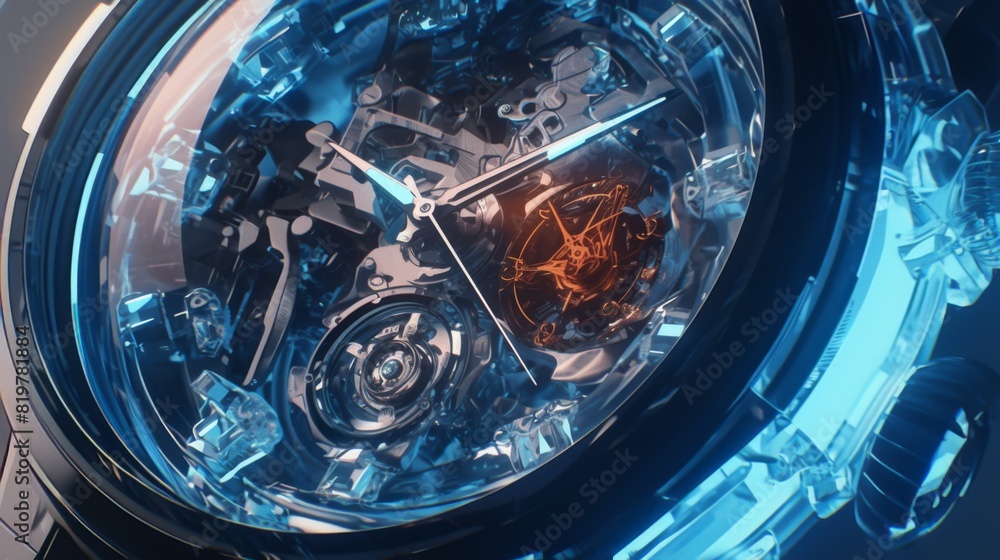 Futuristic, Vibrant Smart Watch with Neon Lighting, Holographic Effects ...