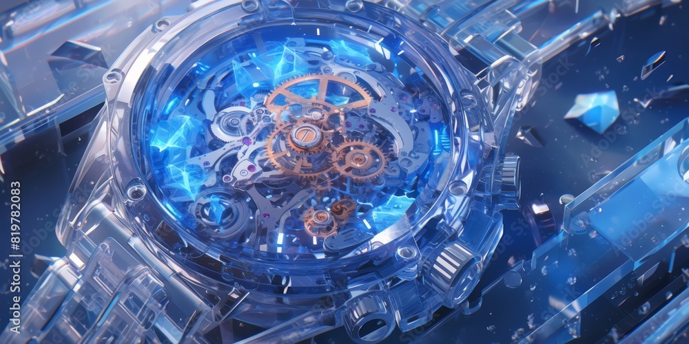 Futuristic, Vibrant Smart Watch with Neon Lighting, Holographic Effects ...