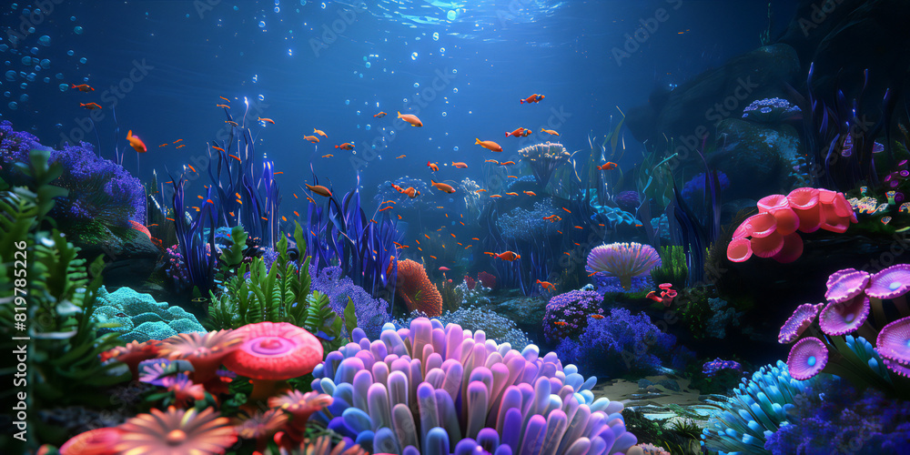 coral reef with fish, Dive into the depths of an underwater paradise ...