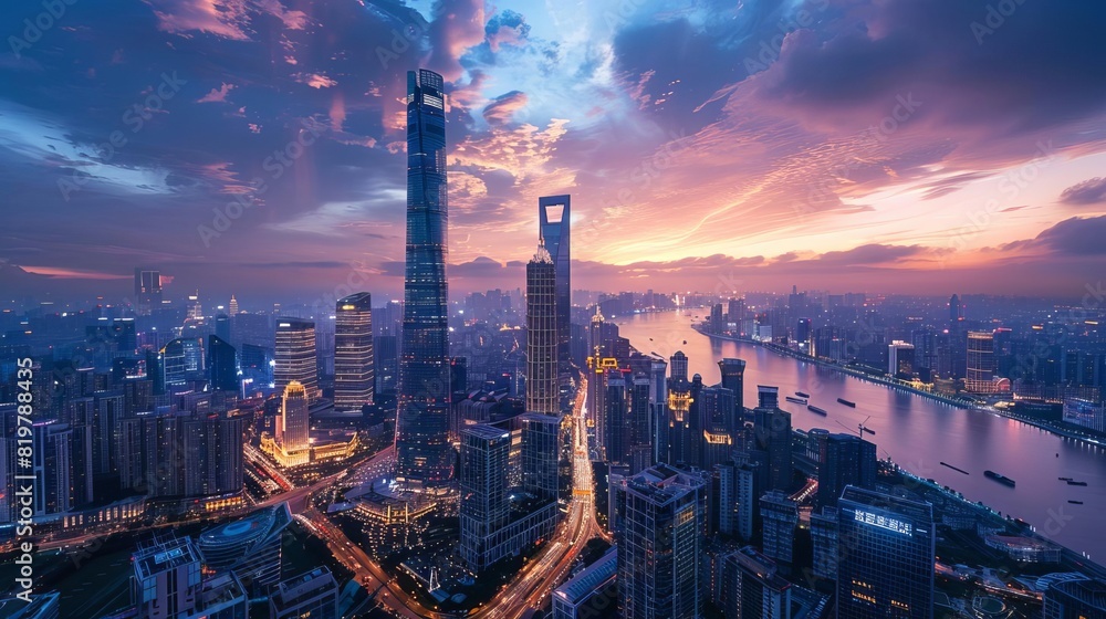 Magazine spread featuring iconic skyscrapers, combining stunning night ...