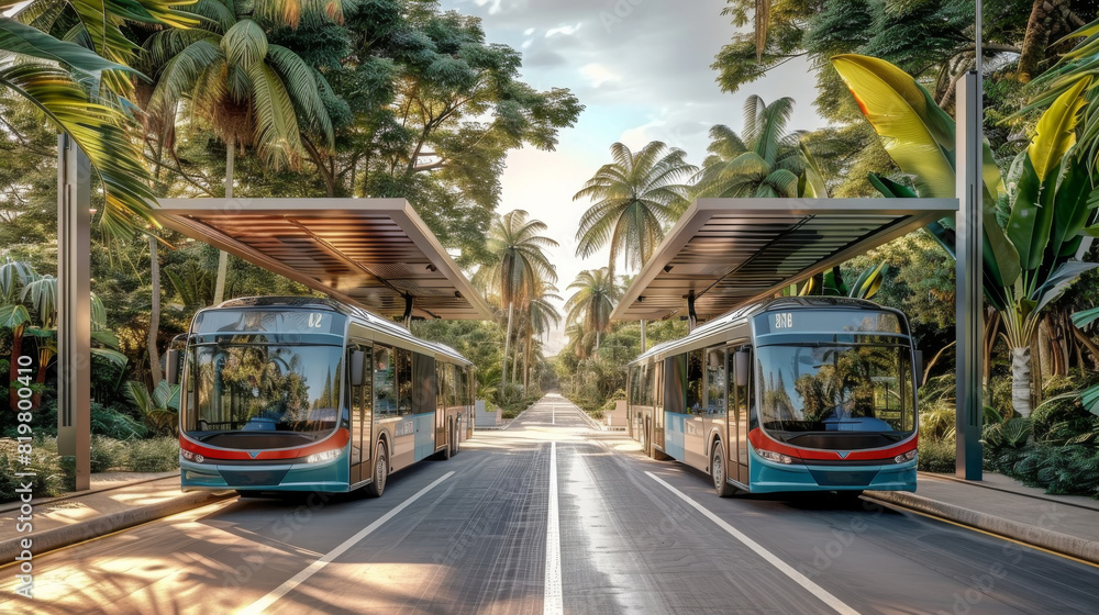 Foto de Buses using an ultra-fast electric charging station for ...
