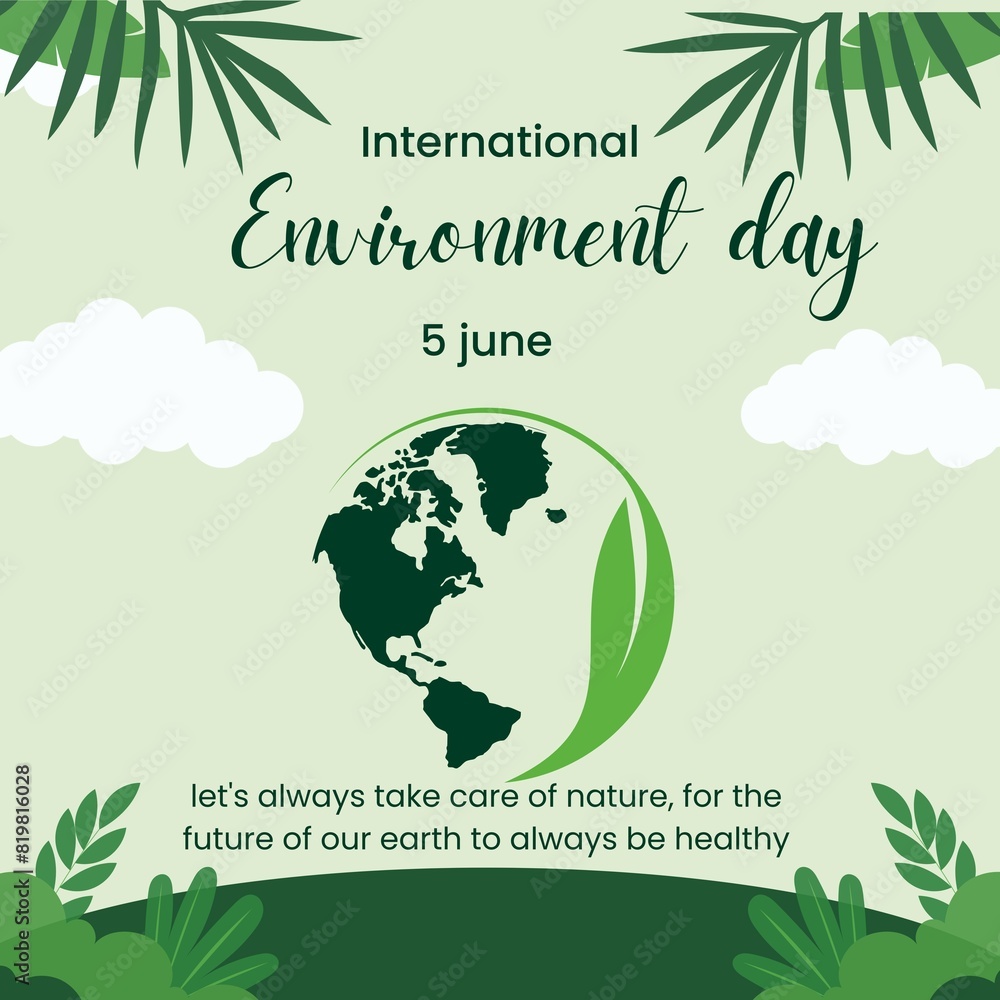 05 June, World Environment day concept 3d design. 3d World map with ...