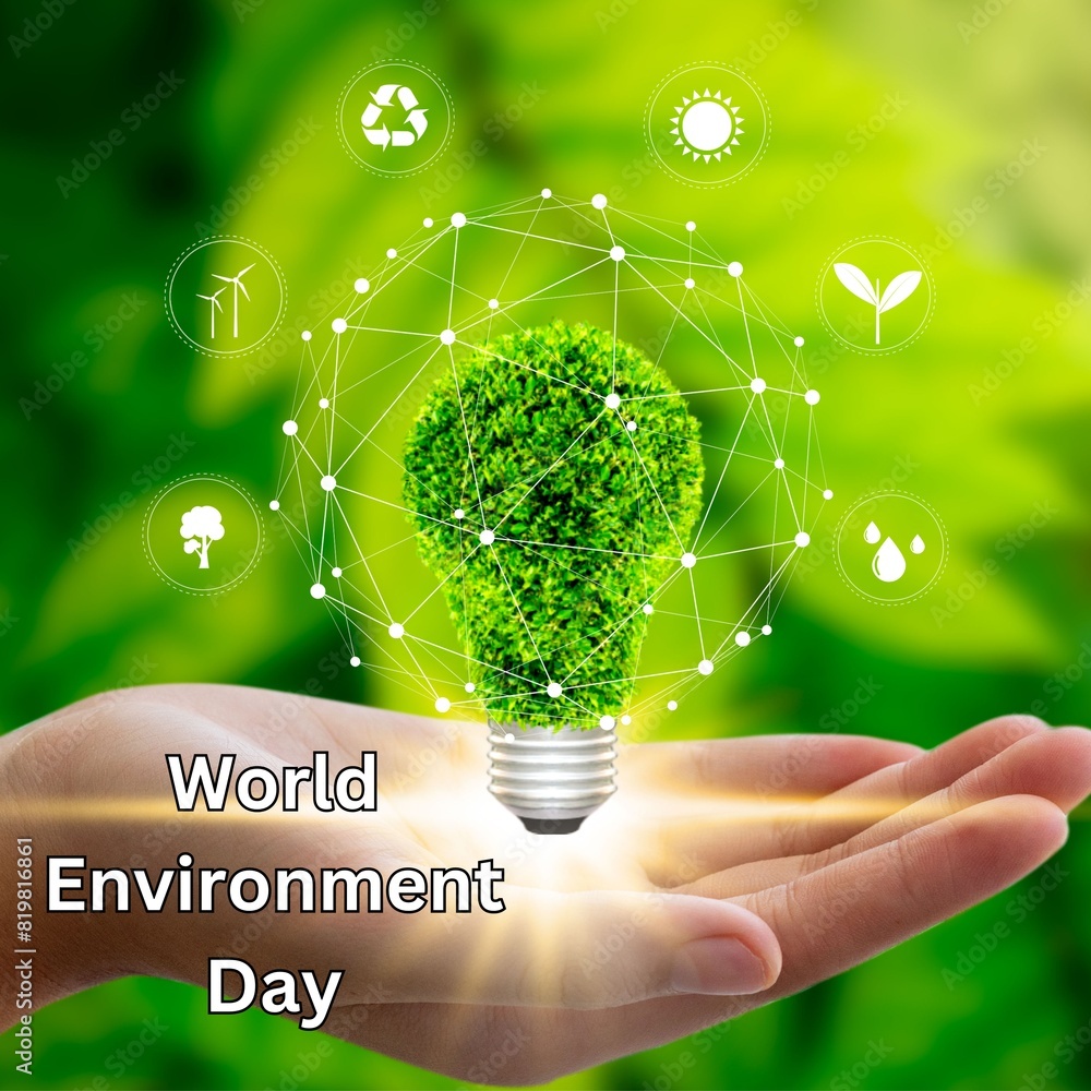 05 June, World Environment day concept 3d design. 3d World map with ...