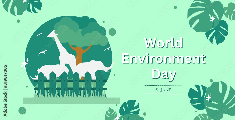 05 June, World Environment day concept 3d design. 3d World map with ...