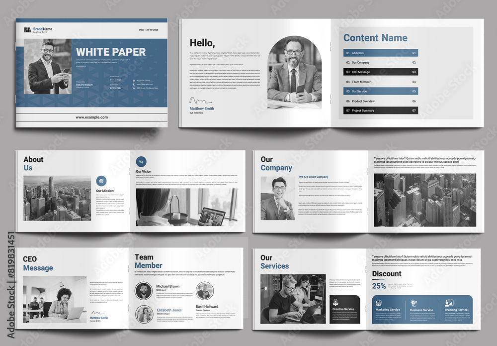 White Paper Landscape Template Layout Stock Template | Adobe Stock