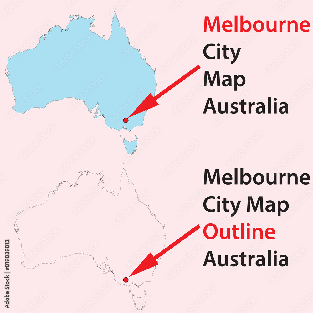 Melbourne city map, vector, australia, outline, political , road ...