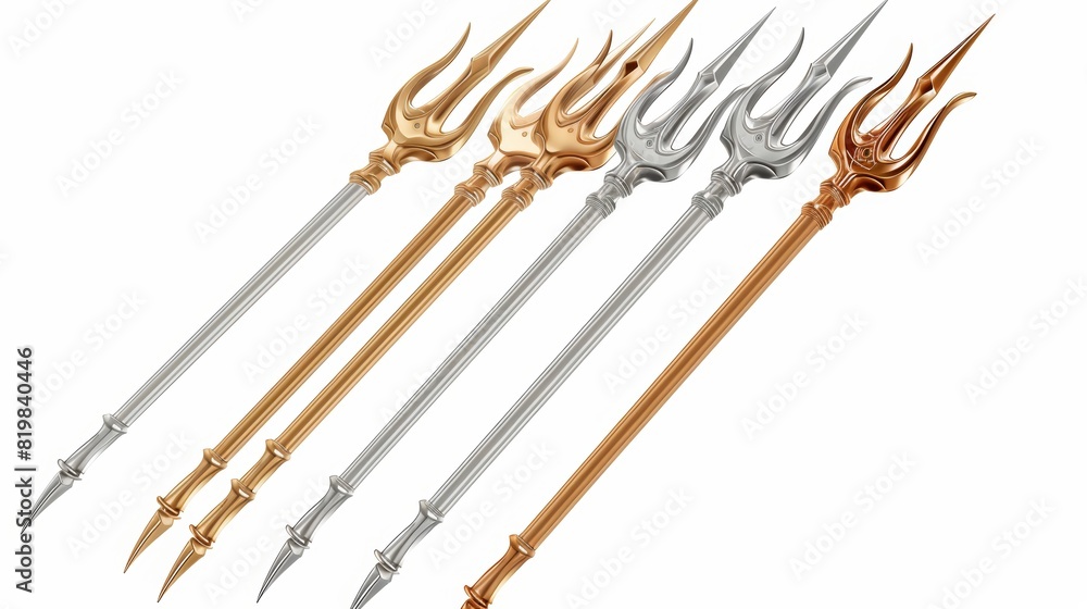 Modern realistic set of mythology weapons of greek god Poseidon, Triton ...