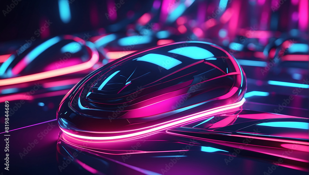 Abstract digital art featuring intersecting neon light beams in shades ...