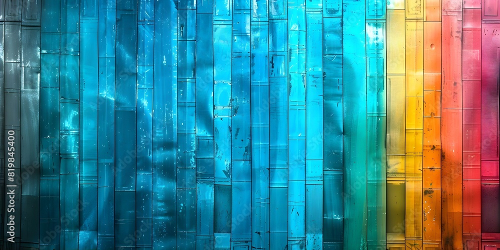 Vintage rainbow VHS scanlines on TV static noise pattern background ...