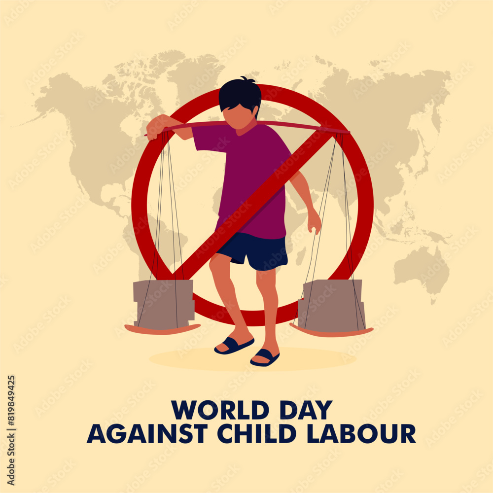 world day against child labour poster template vector Stock Vector ...