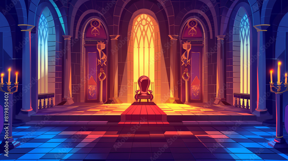 Cartoon, Royal room of king isolation background, Illustration Stock ...