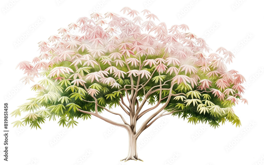 Abstract hand drawn green tree landscape art background. PNG format ...