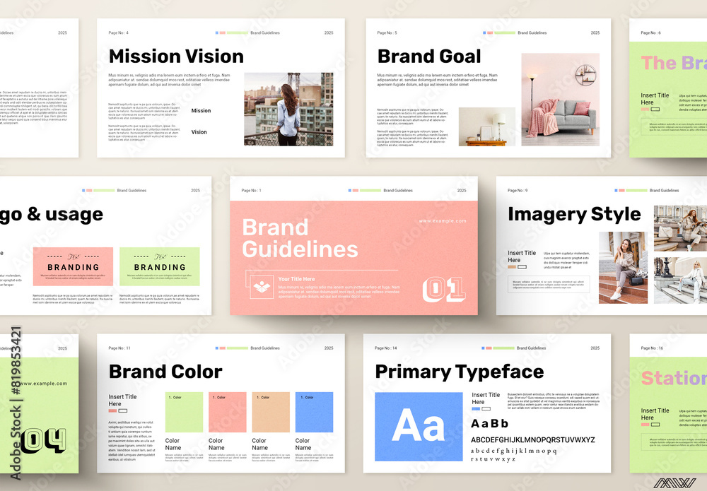 Brand Guidelines Presentation Layout Stock Template | Adobe Stock