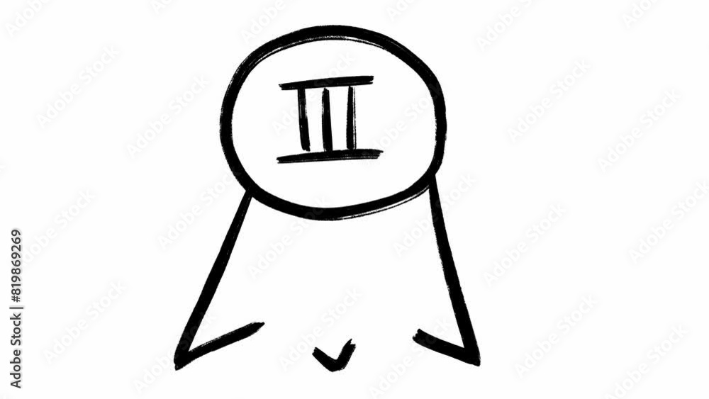 Hand drawn scribble medallion for the third place in the competition in ...