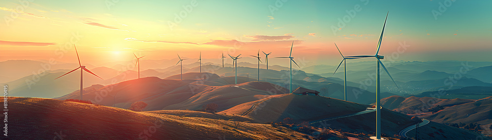 Photo realistic Wind turbine farm icon concept: An icon depicting ...