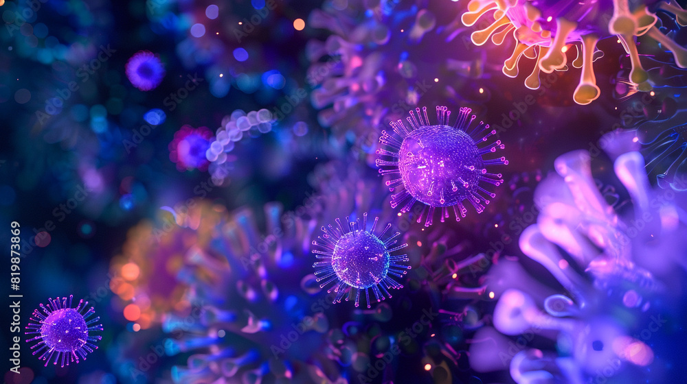 An ultraviolet fluorescence microscopy image highlighting the presence ...