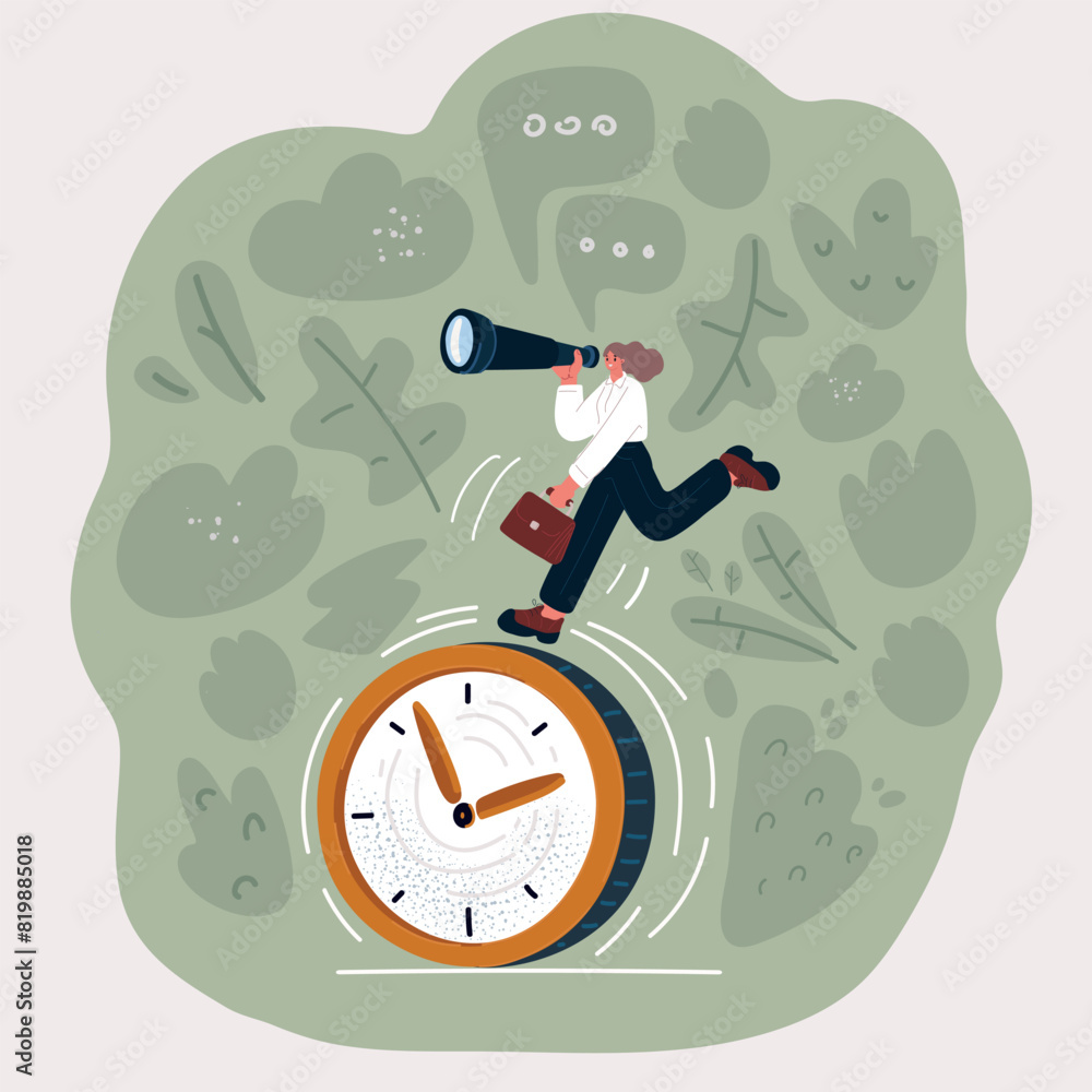 Cartoon vector illustration of Concept of deadline. Man and woman in ...